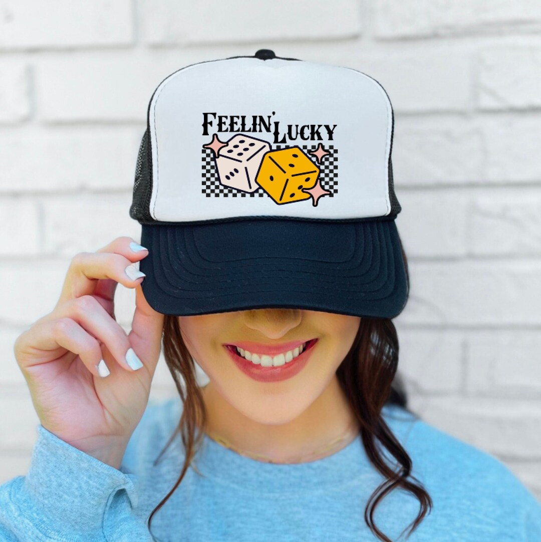 Feelin' Lucky Dice Checker Hat DTF Transfer, Ready to Press DTF ...