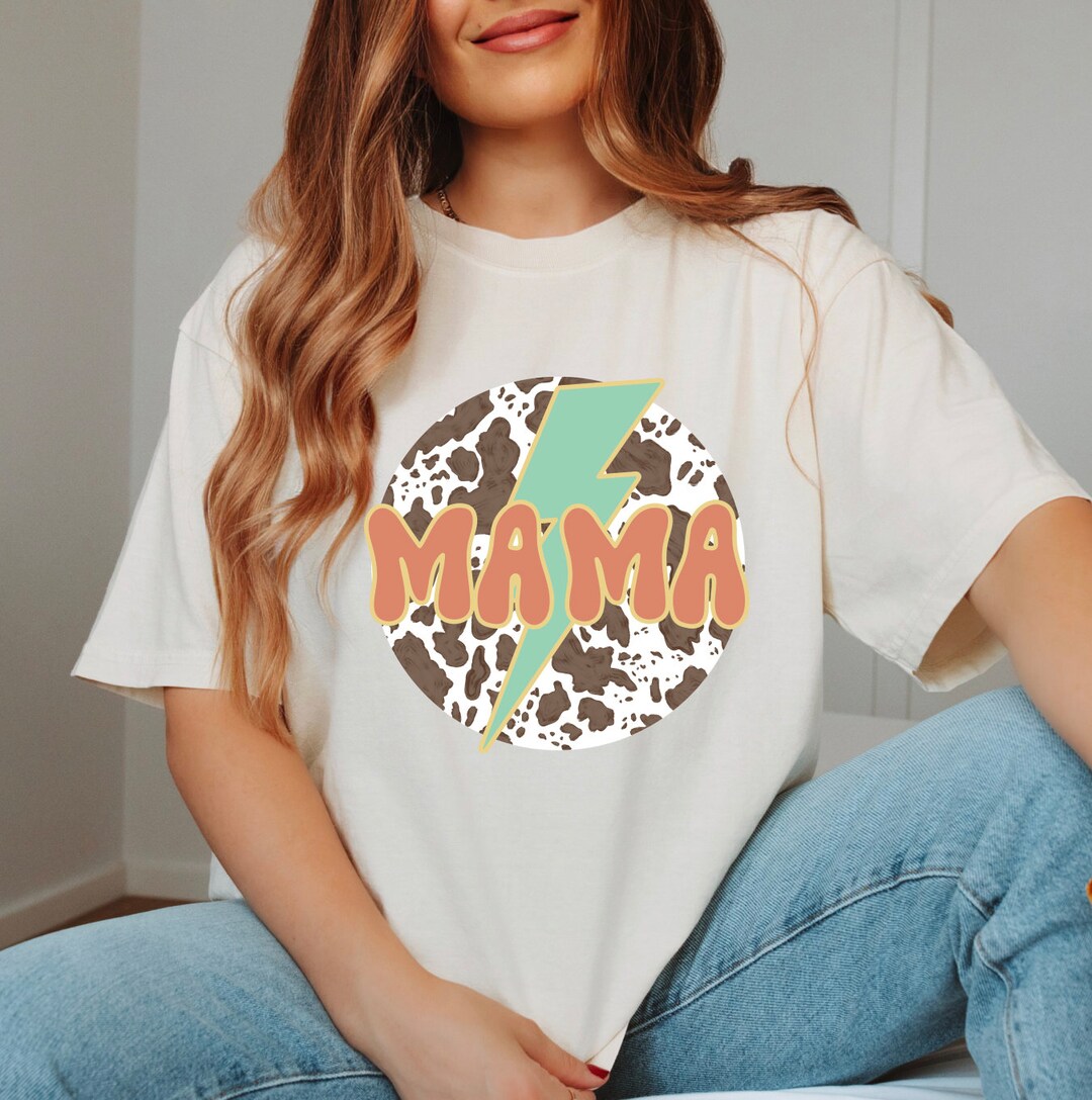 Mama Thunderbolt Cow Print DTF Transfer, Ready to Press DTF Transfers ...