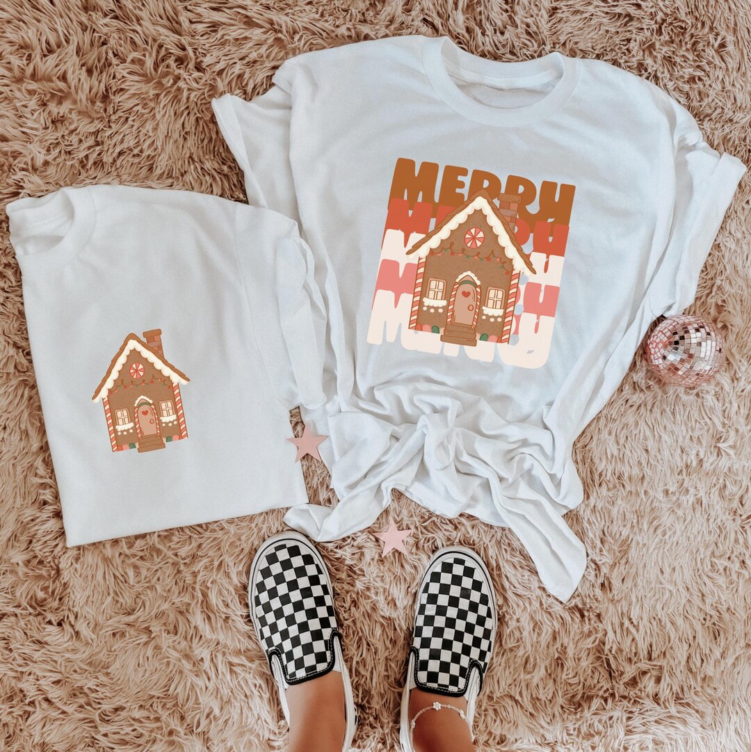 Merry Gingerbread House Christmas DTF Transfer, Ready to Press DTF ...