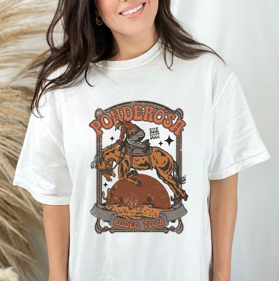 Ponderosa Rodeo Tour Cowboy Horse DTF Transfer, Ready to Press DTF ...