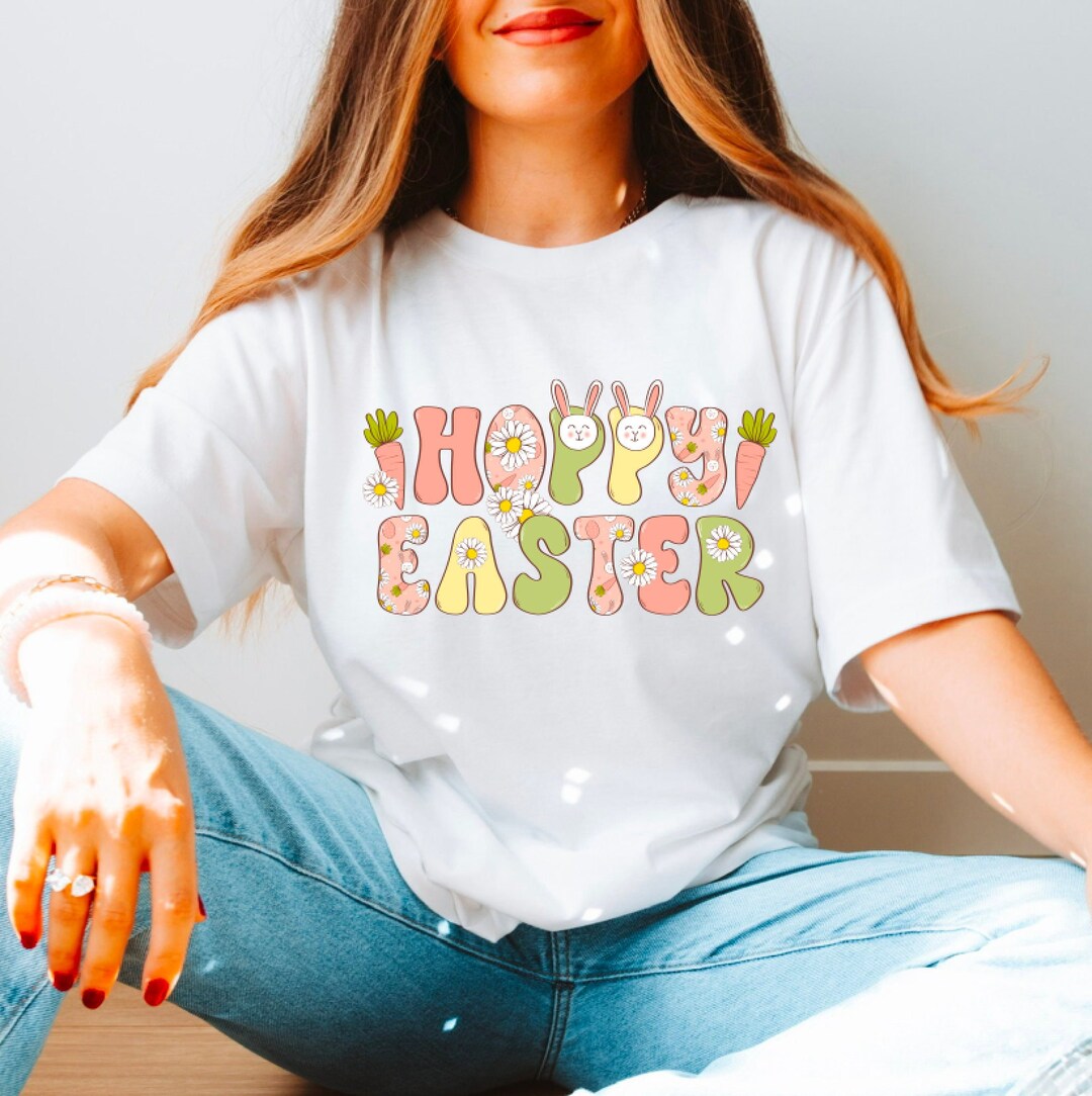 Hoppy Easter Bunny Floral DTF Transfer, Ready to Press DTF Transfers - Direct to Film Transfers ...