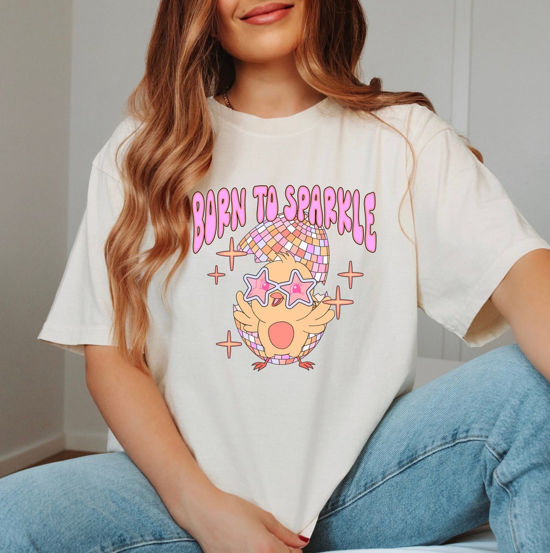 Born to Sparkle Chicken Easter Egg DTF Transfer, Ready to Press DTF ...