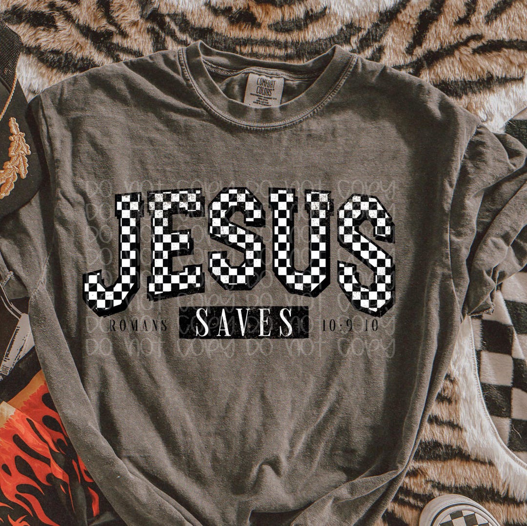 Jesus Saves Checker Religious DTF Transfer, Ready to Press - Etsy