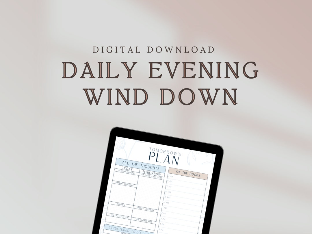 Daily Evening Wind Down | Evening Brain Dump | Daily Planner ...