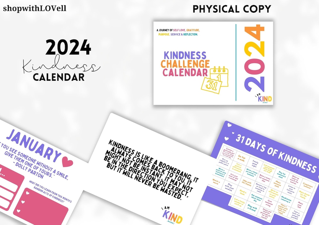 2024 Kindness Challenge Calendar Physical Copy - Etsy UK