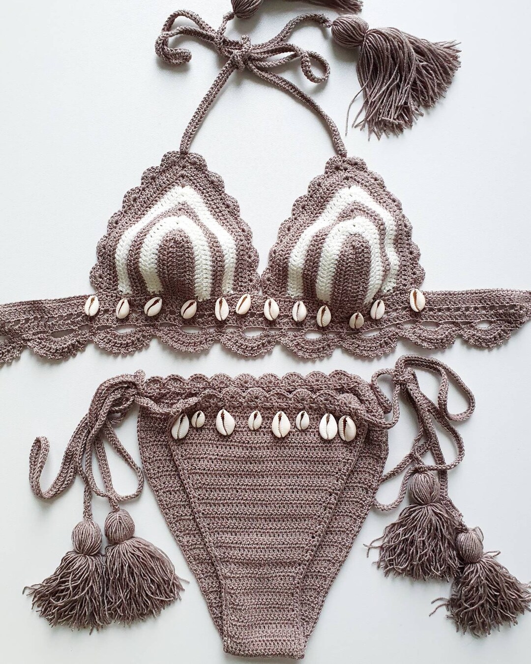 Crochet Bikini With Cowrie Shells Etsy