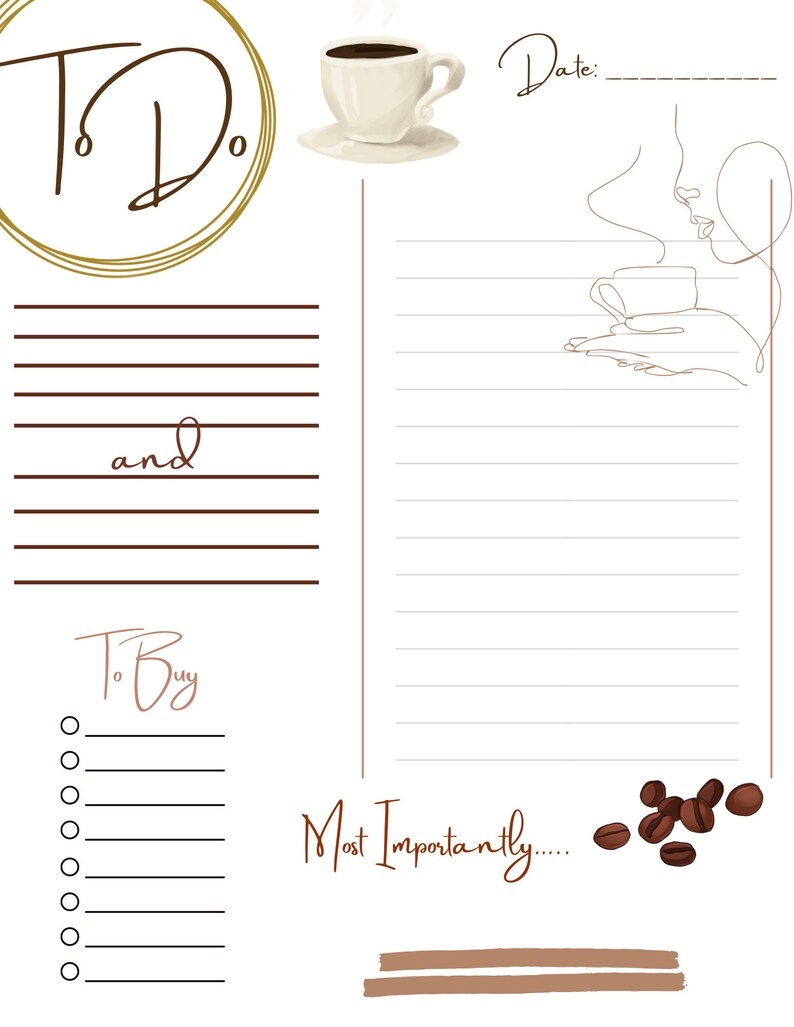 Coffee Neutral Theme to Do List Template - Etsy