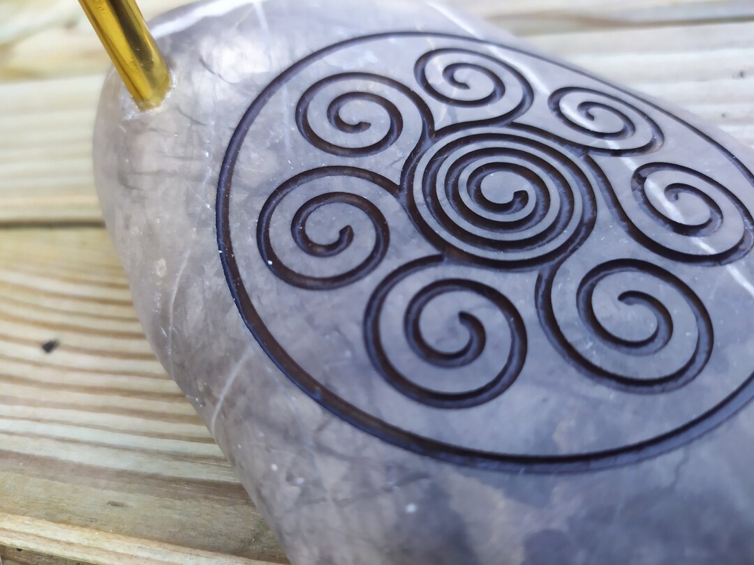 Natural Stone Candle Holder With Celtic Spiral Engraving - Etsy