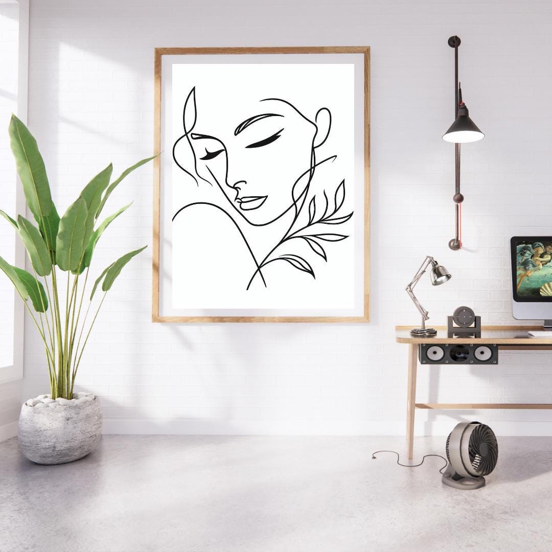 Minimalist Line Art Portrait | Black and White Face Drawing | Printable ...
