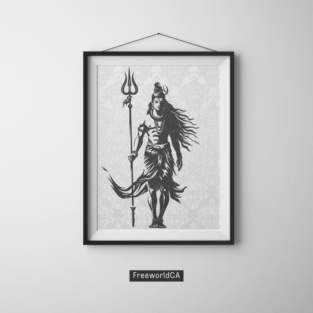 The Great Shiva V2 SVG File | Hinduism God | Black Outlined Vector Only ...