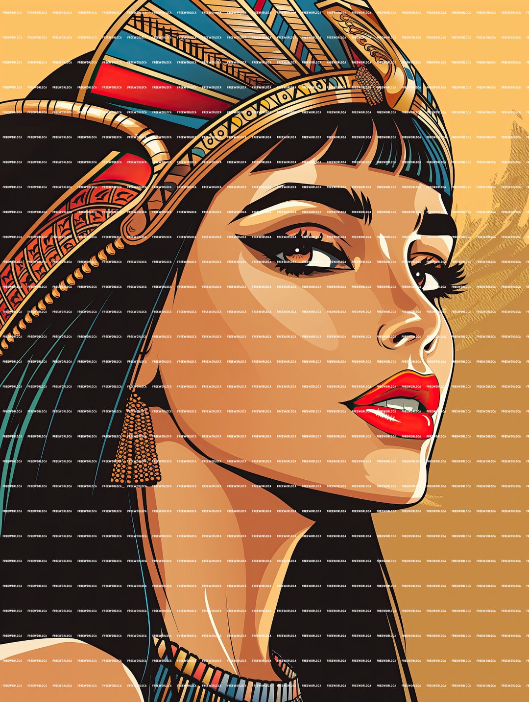 Cleopatra Artwork Wall Art Poster Egyptian Queen Vector Illustration ...