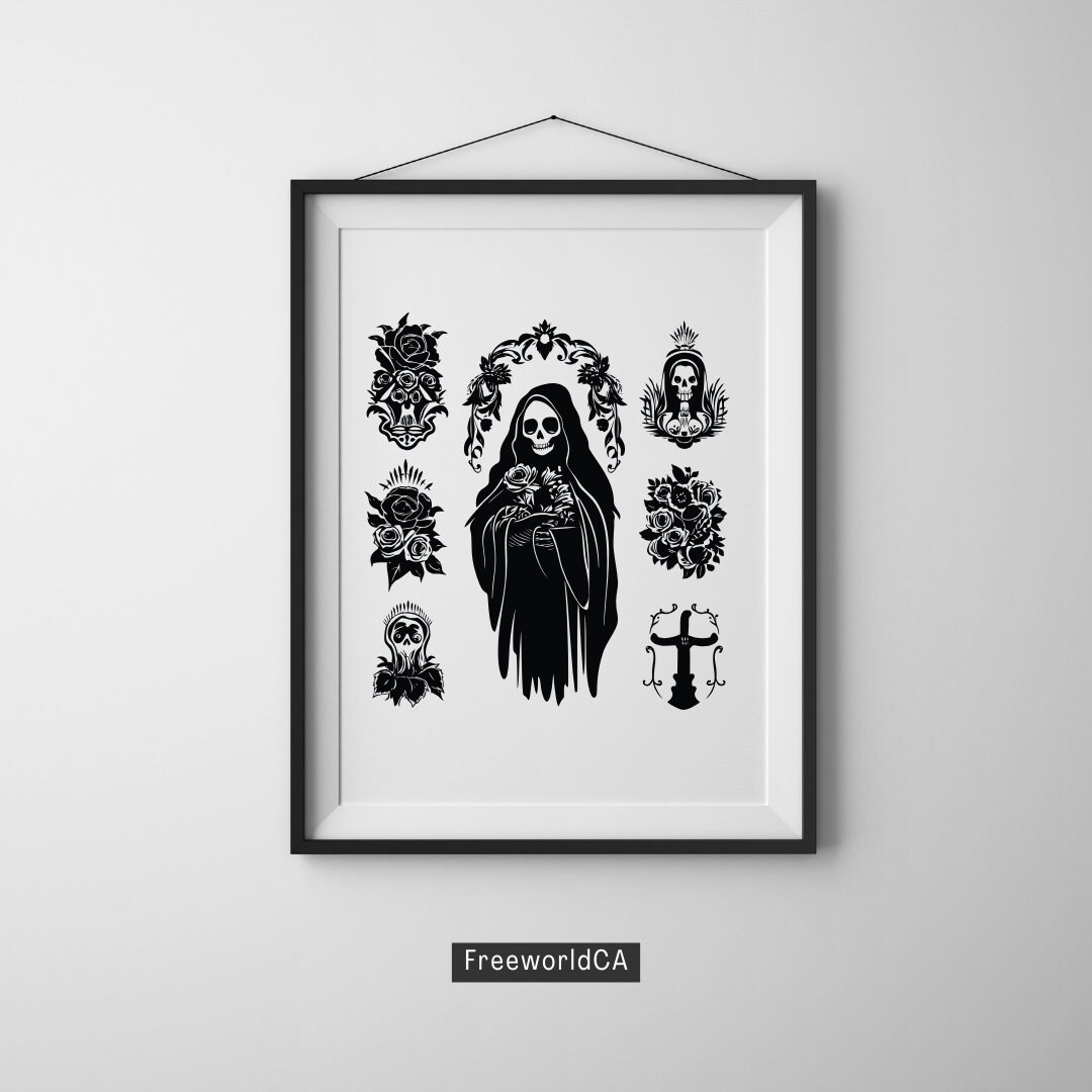 Santa Muerte SVG Saint of Holy Death Mini Bundle Cricut, Silhouette Png ...