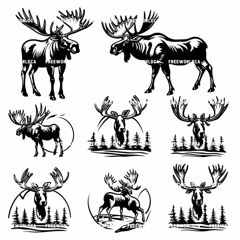 81 Moose Design Bundle PNG & SVG DXF Formats Good for Laser Engraving ...