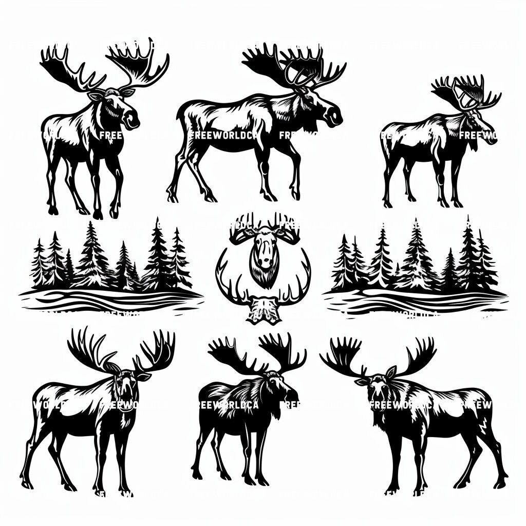 81 Moose Design Bundle PNG & SVG DXF Formats Good for Laser Engraving ...