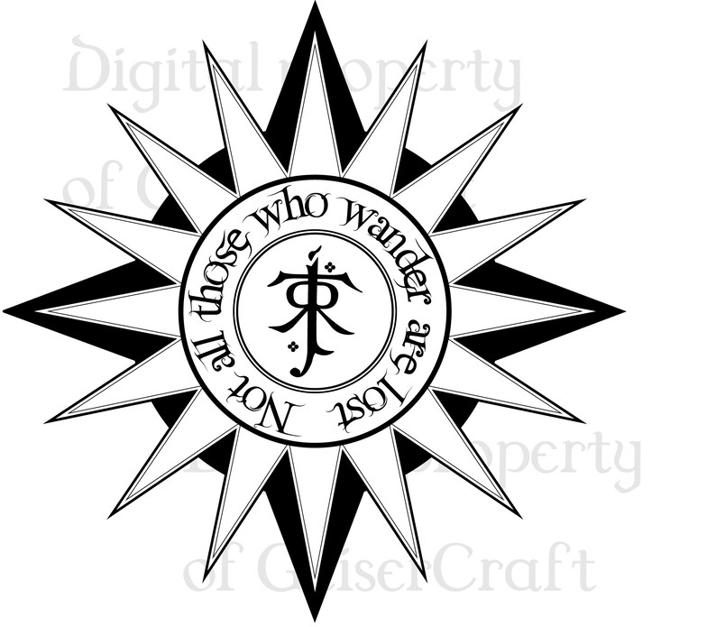 Middle Earth Tolkien Themed Compass Rose Those Who Wander Digital Download Svg Png Etsy
