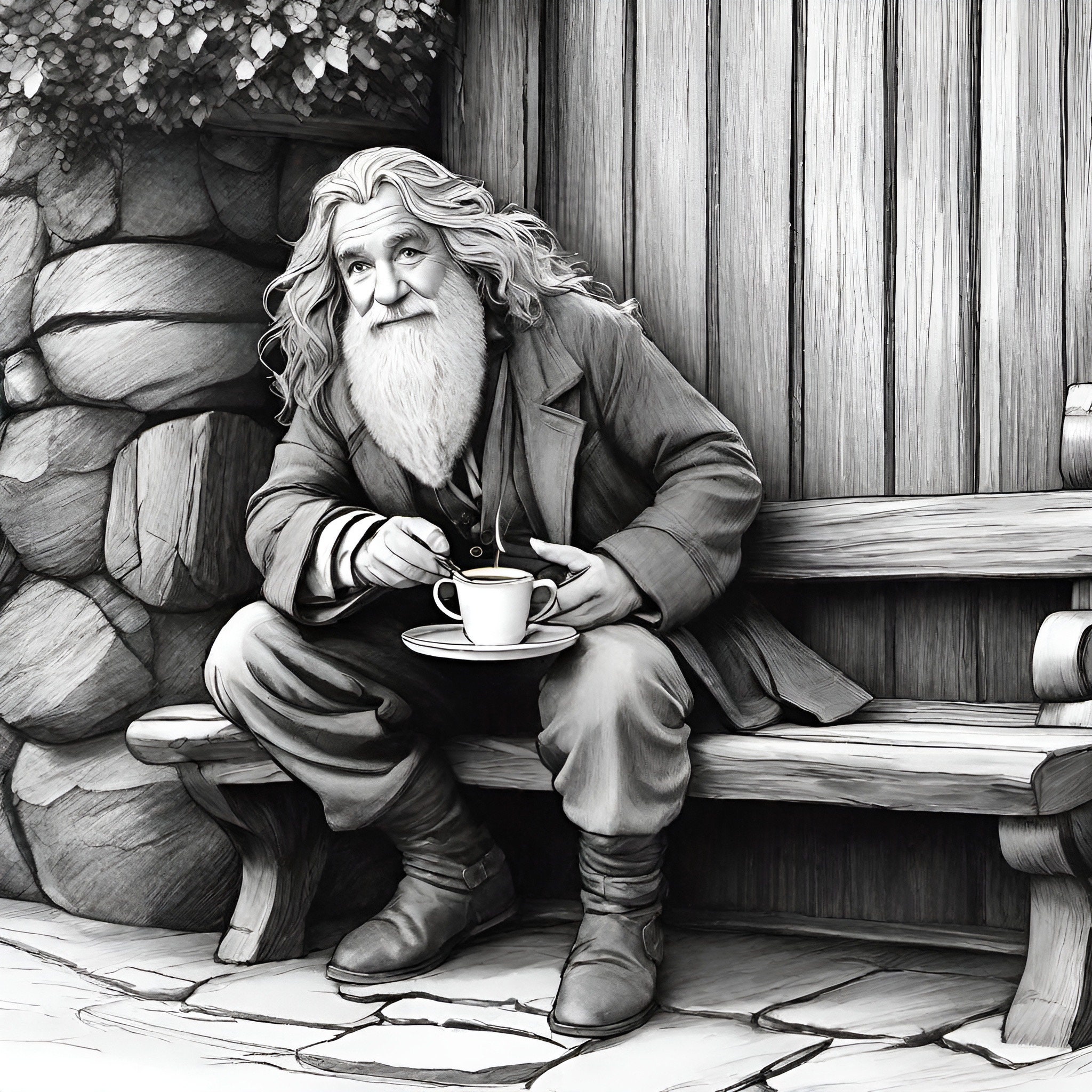 Multiple Images of Gandalf Drinking Coffee. PNG & JPG Digital Files. 5 ...