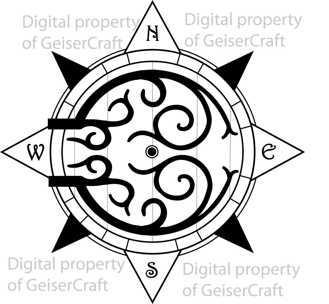 Hobbit Door Compass Rose, Tolkien Theme, Middle Earth, Bag End. Digital ...