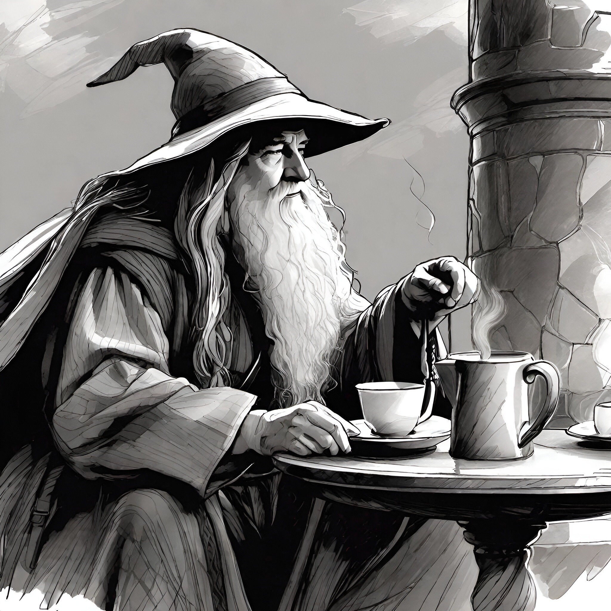 Multiple Images of Gandalf Drinking Coffee. PNG & JPG Digital Files. 5 ...
