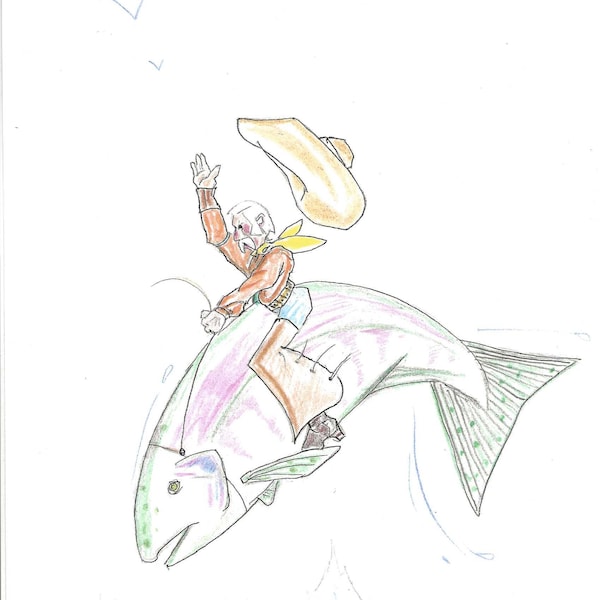 Cowboy Riding Fish - Etsy
