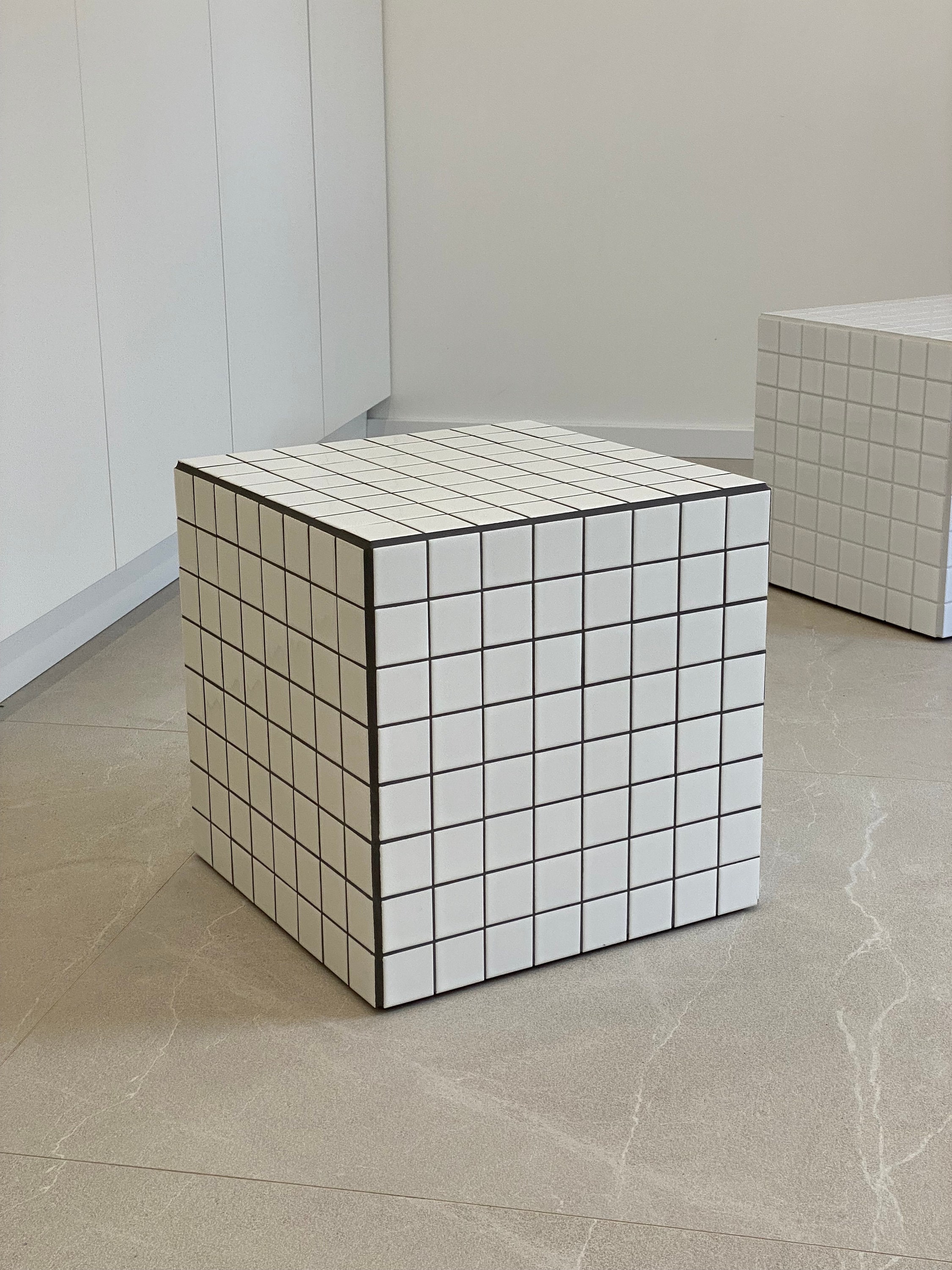Ceramic Tiled Cube Table Black and White Matte - Etsy