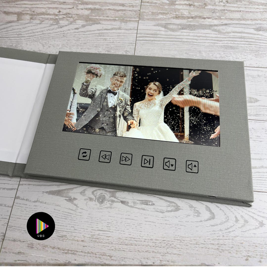 Luxury Wedding Video Book, Personalized Hardcover Video Album W/ Screen ...