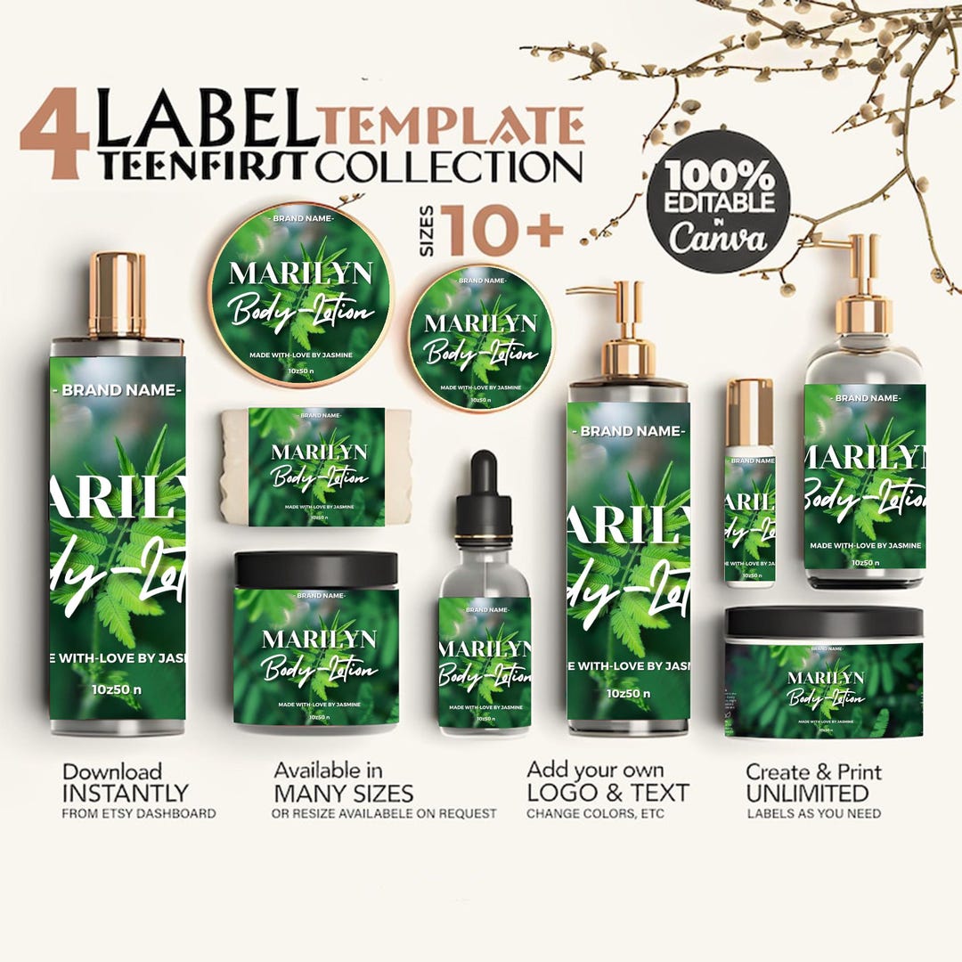 Editable Skincare Label Custom Skin Care Label Design Cosmetic Sticker ...