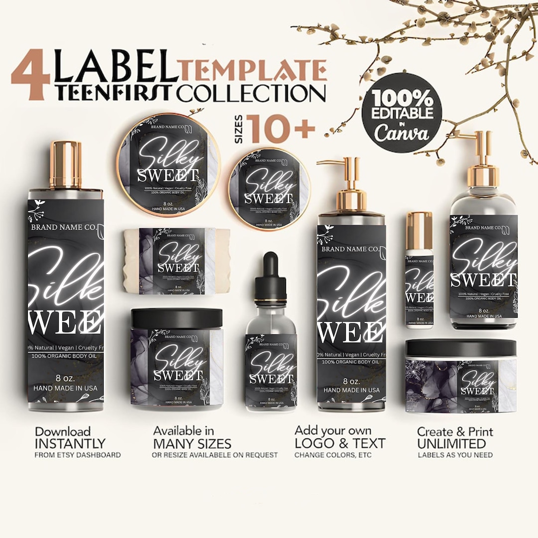 Printable Skincare Cosmetic Label, Stylish Cosmetic Product Label ...