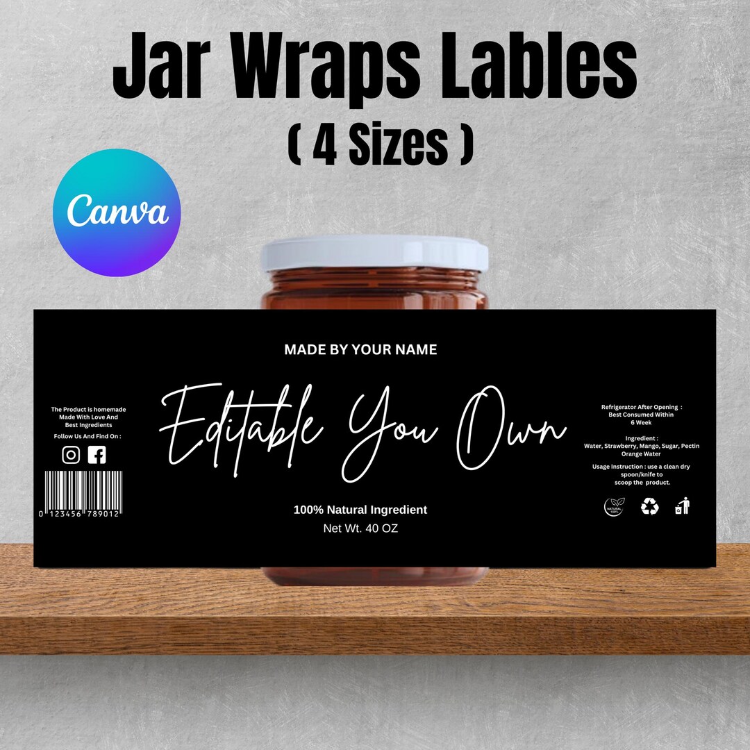 Editable Jar Label Template, Ingredients Label, Body Product Label, DIY ...
