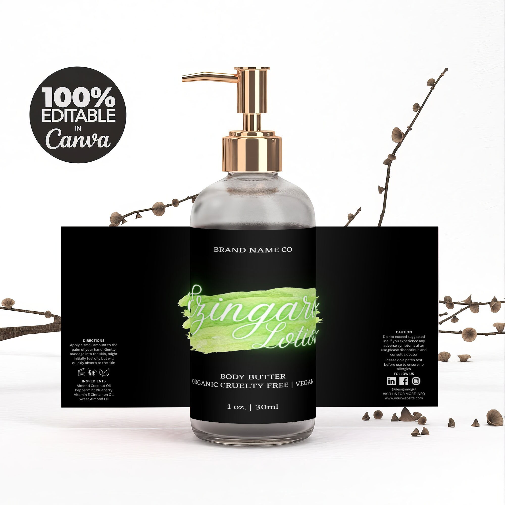 Editable Customize Product Body Label Customer Bottle Label Template ...