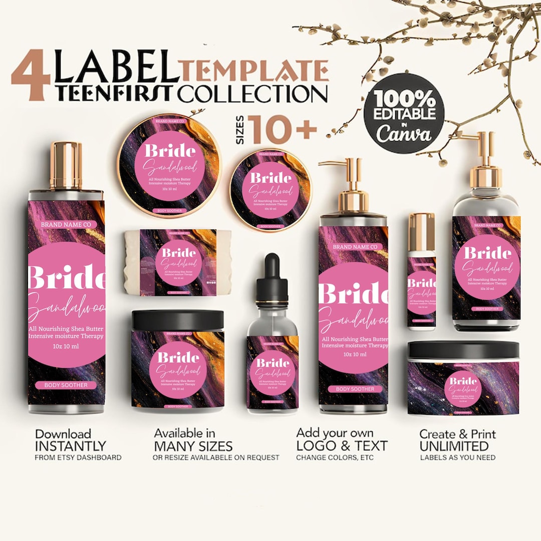 Custom Skin Care Labels DIY Cosmetic Labels Editable Product Labels ...