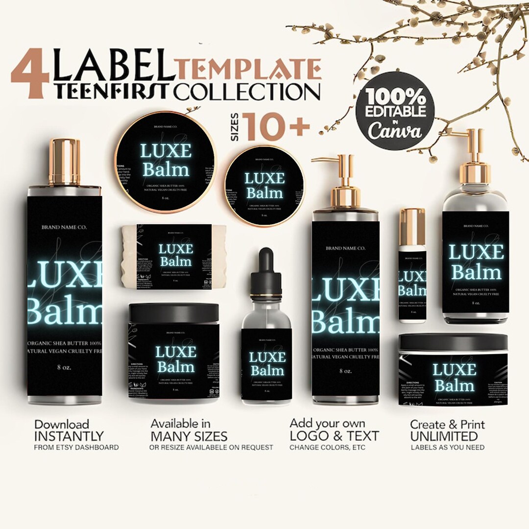 Custom Body Product Label Template | DIY Skincare Label | Skincare ...