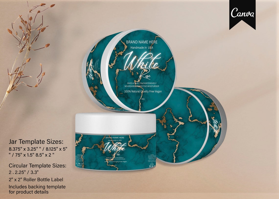 White Rose Deluxe Cosmetic Bundle Product Label Skincare Template ...