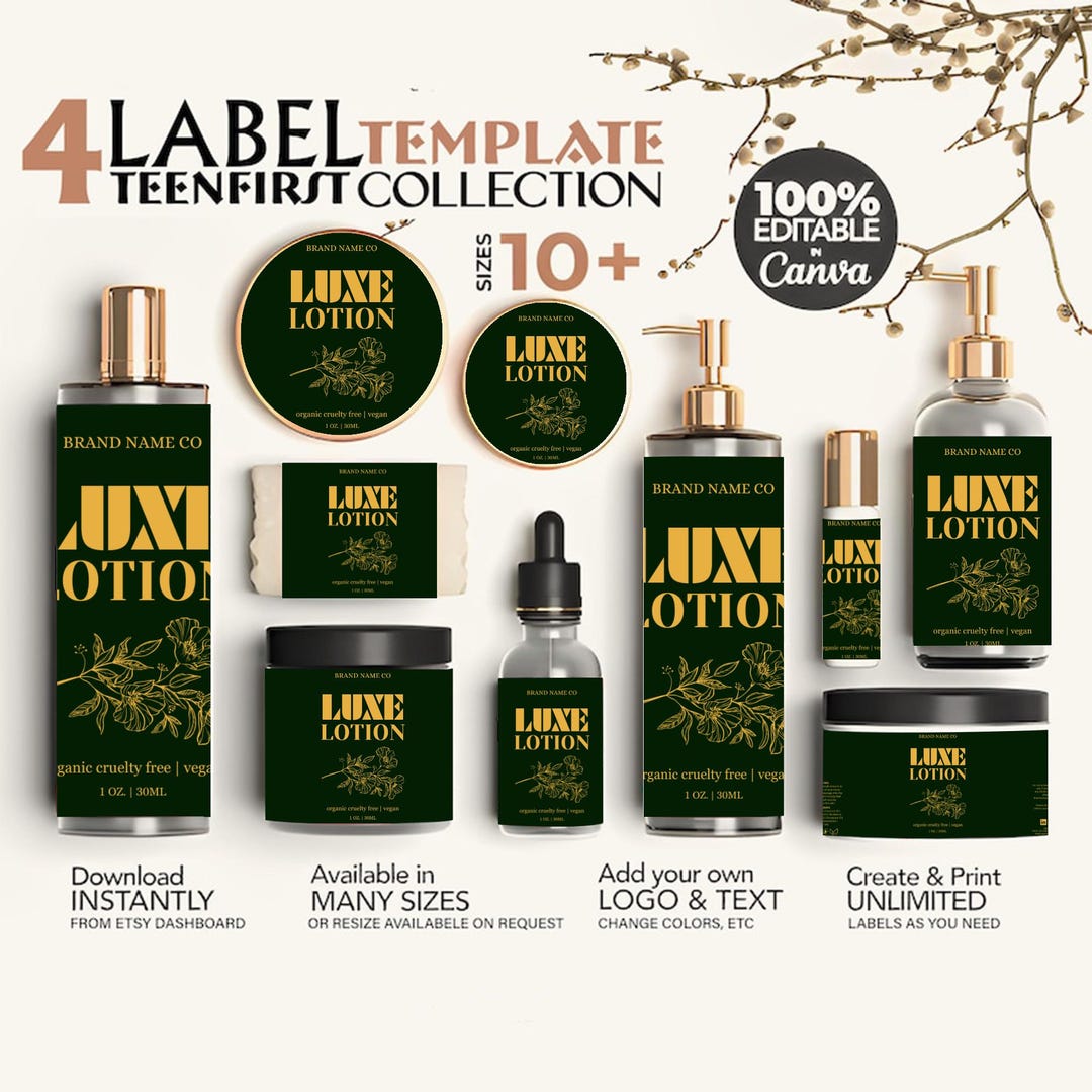 Printable Cosmetic Label Template: DIY Beauty Branding Kit (canva ...
