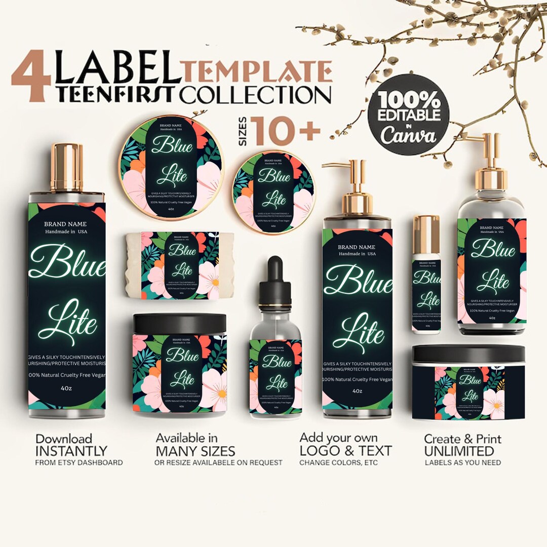 Personalized Skincare Label, Custom Body Product Label, Editable ...