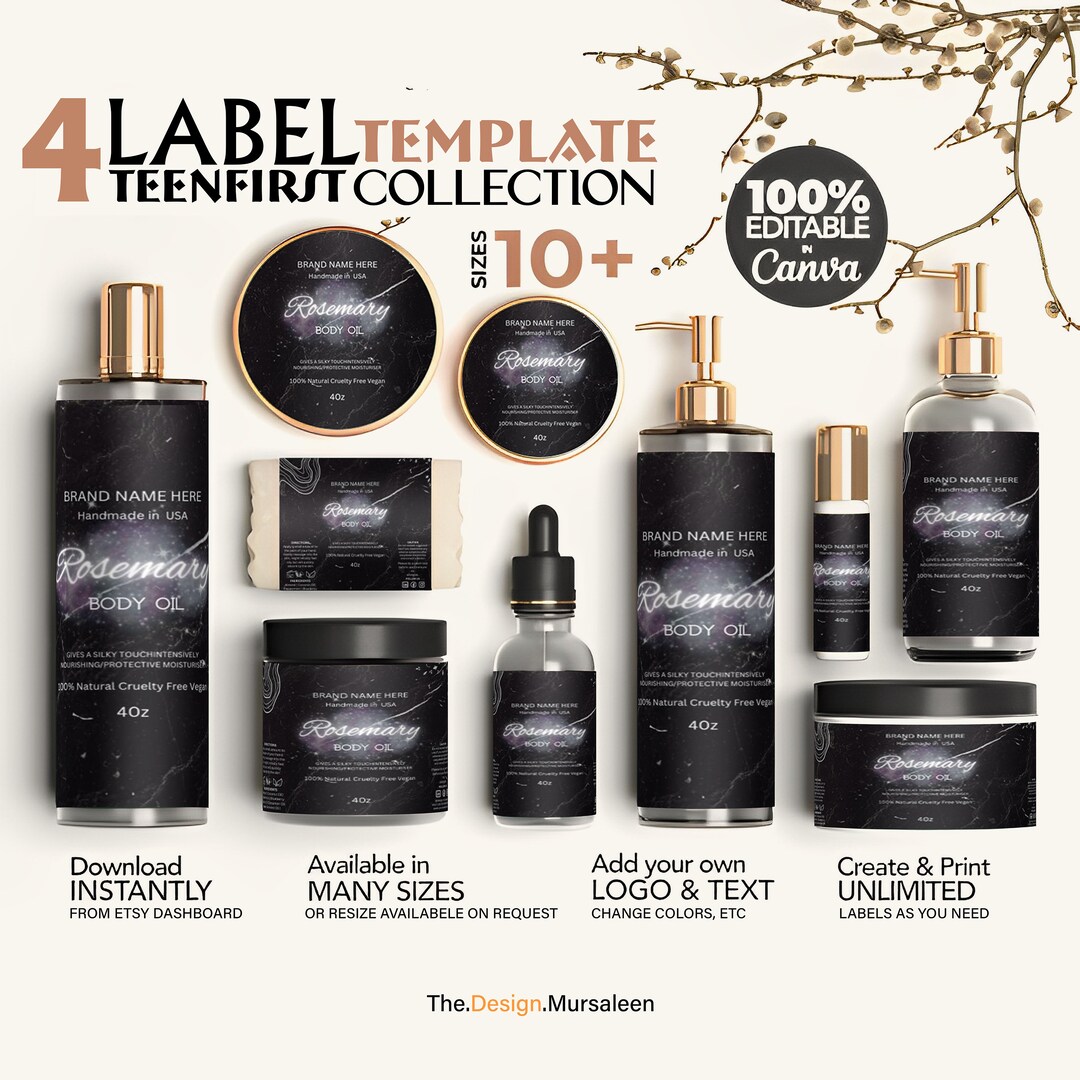 Rose Mairy Cosmetic Bundle Product Label Skincare Template Cosmetic ...