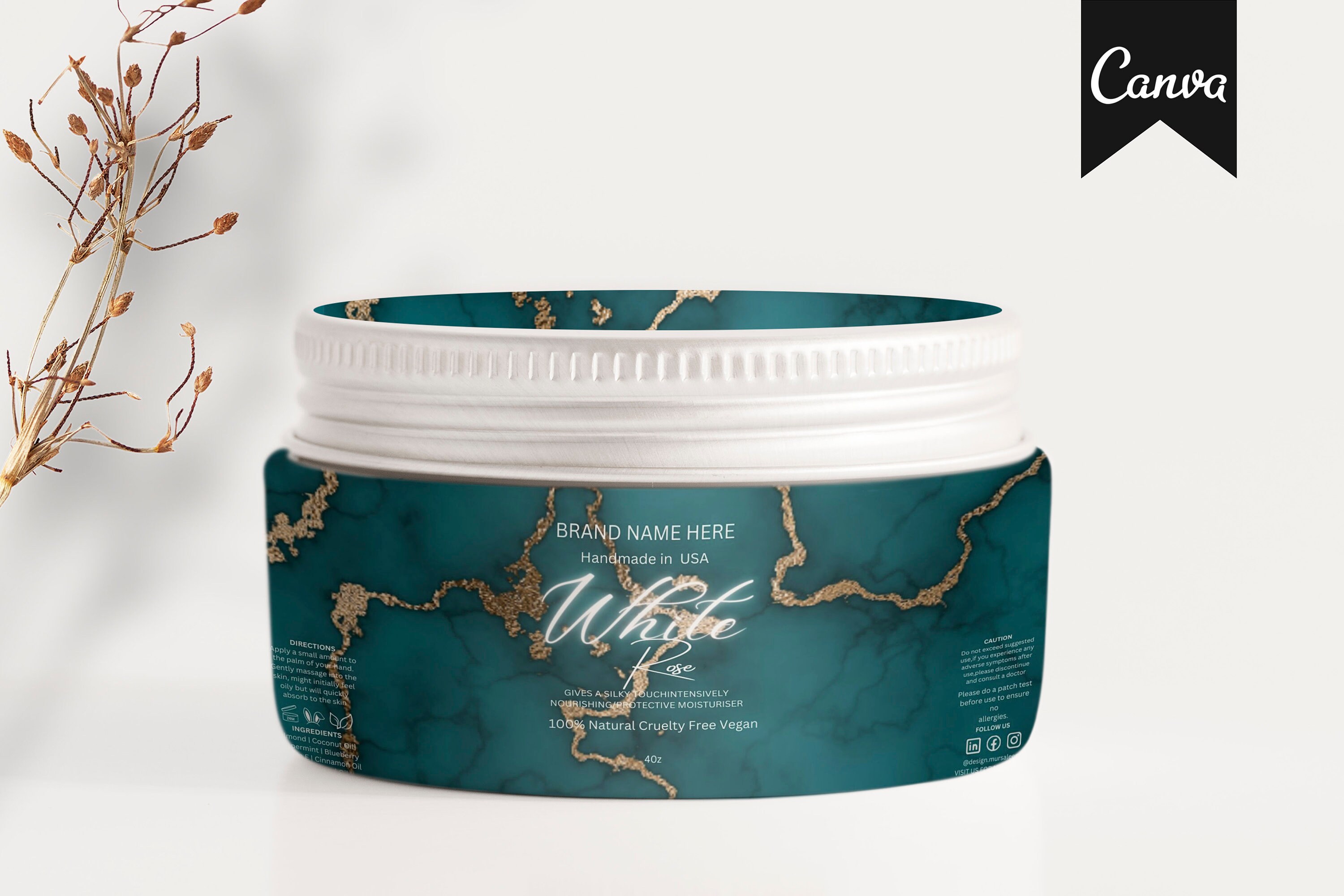 White Rose Deluxe Cosmetic Bundle Product Label Skincare Template ...