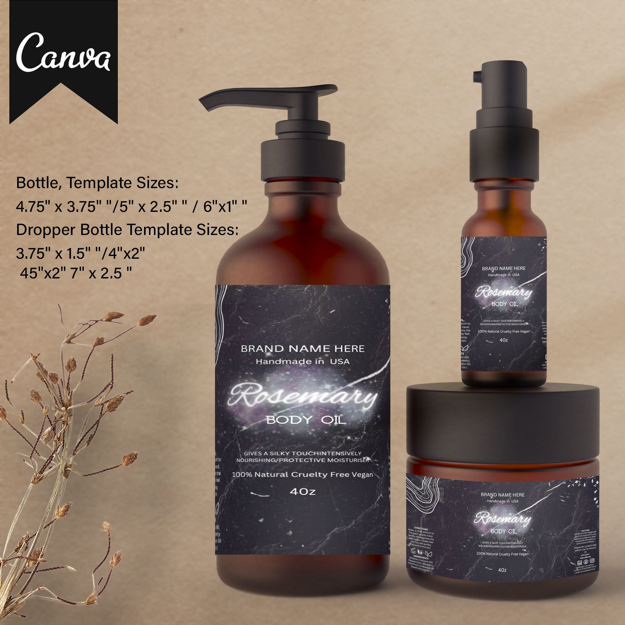 Rose Mairy Cosmetic Bundle Product Label Skincare Template Cosmetic ...