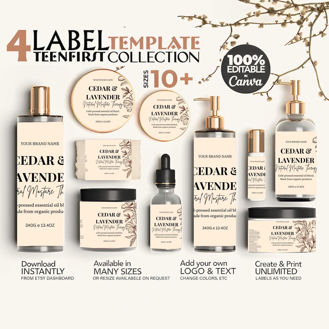 Customized Body Product Labels, DIY Cosmetic Labels, Canva Label ...