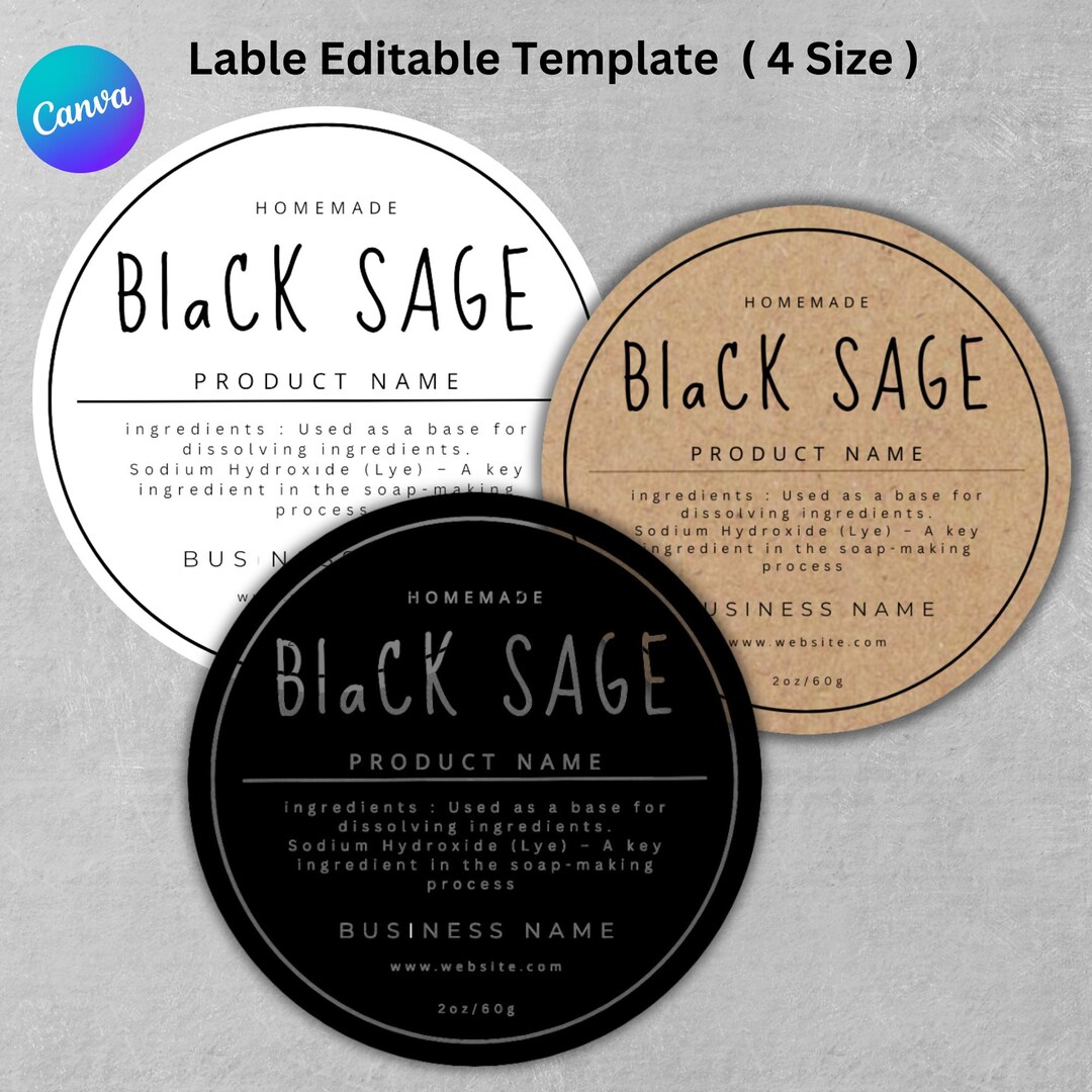 Printable Circle Label Template, Editable Digital Template Canva, Round ...
