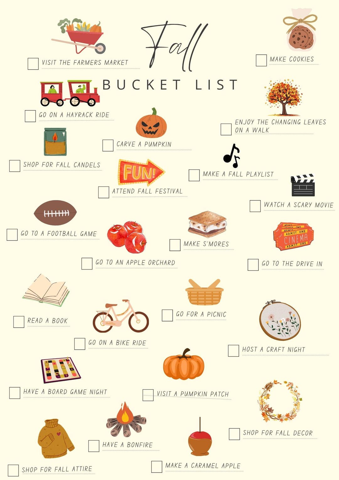 The Perfect Fall Bucket List - Etsy
