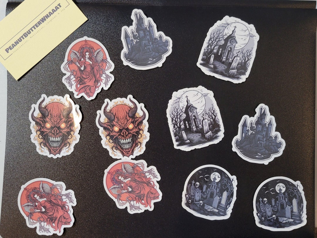 10 Halloween Cemetery Sticker Set - Add a Spooky Vibes to Your Projects ...