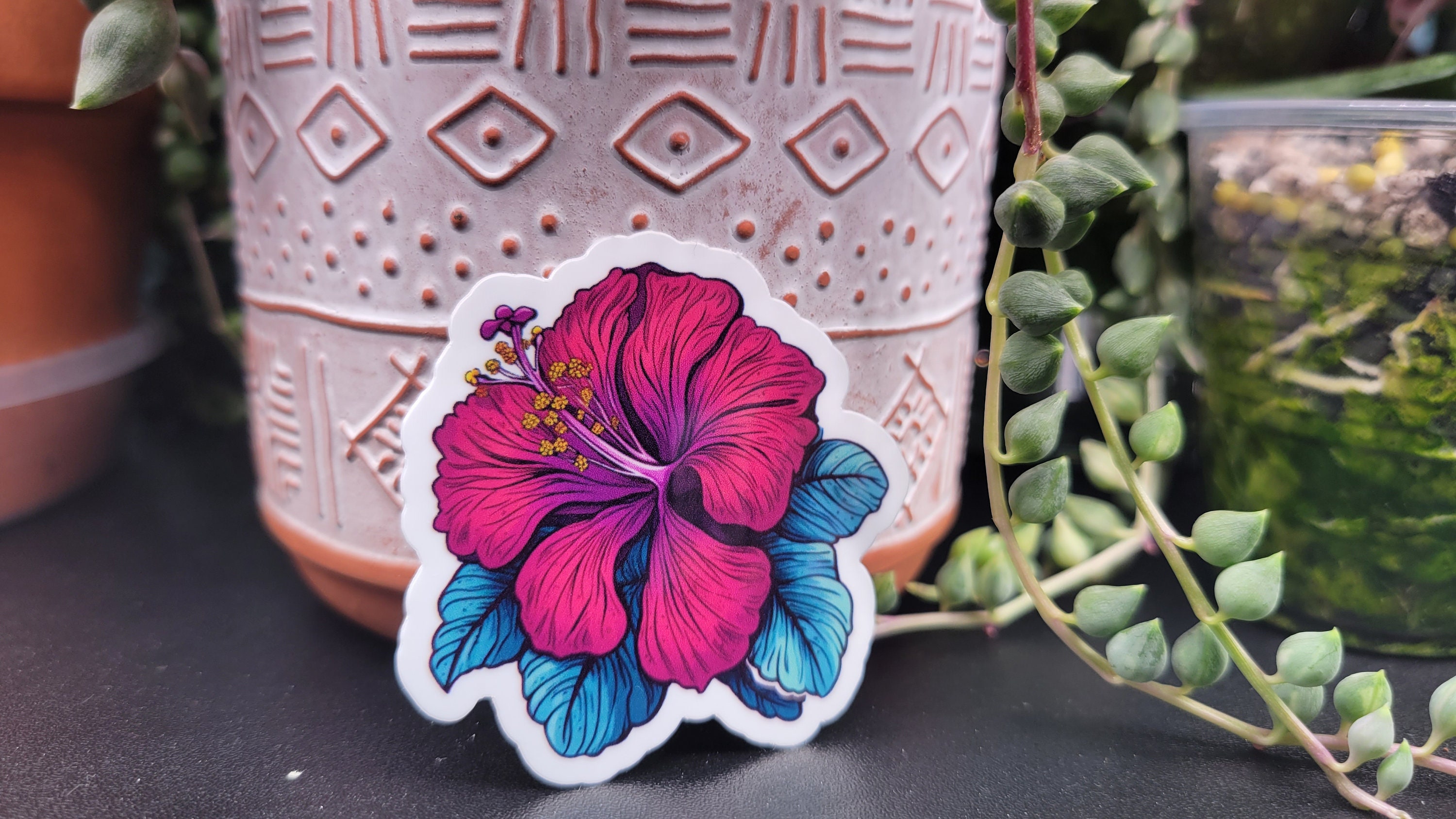 Laminated Hibiscus Flower Stickers Set of 10 Die Cut Decals Ideal for ...