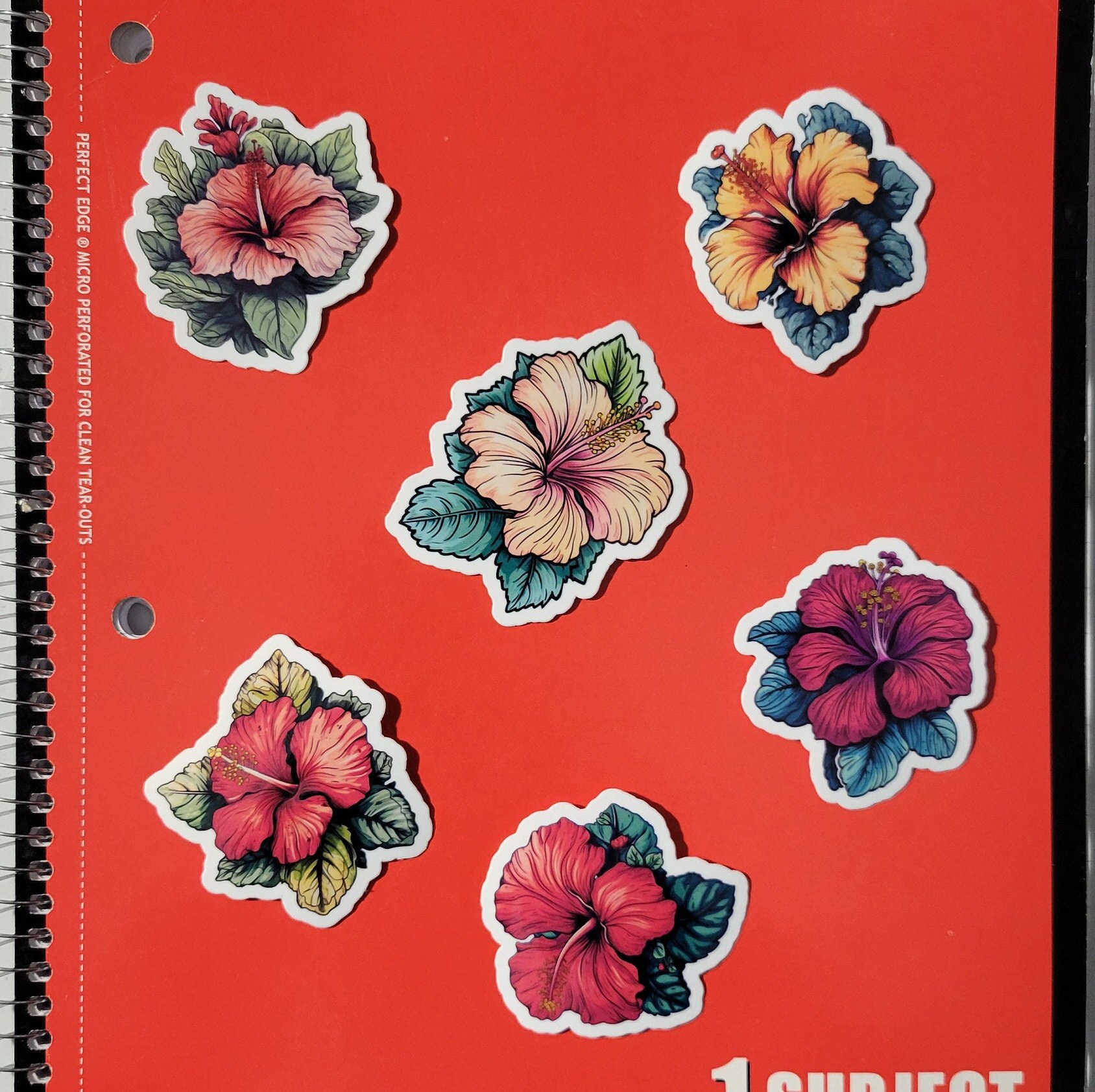 Laminated Hibiscus Flower Stickers Set of 10 Die Cut Decals Ideal for ...