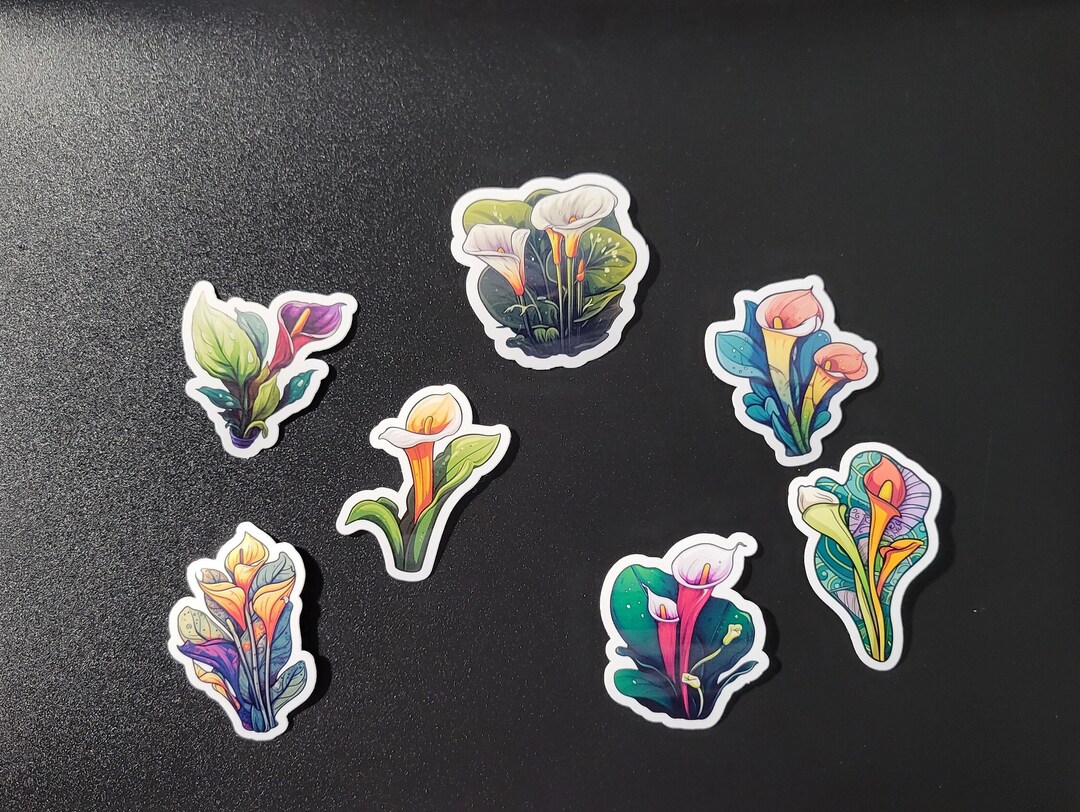 Watercolor Calla Lily Stickers: Floral Art, Waterproof Vinyl (7-piece ...