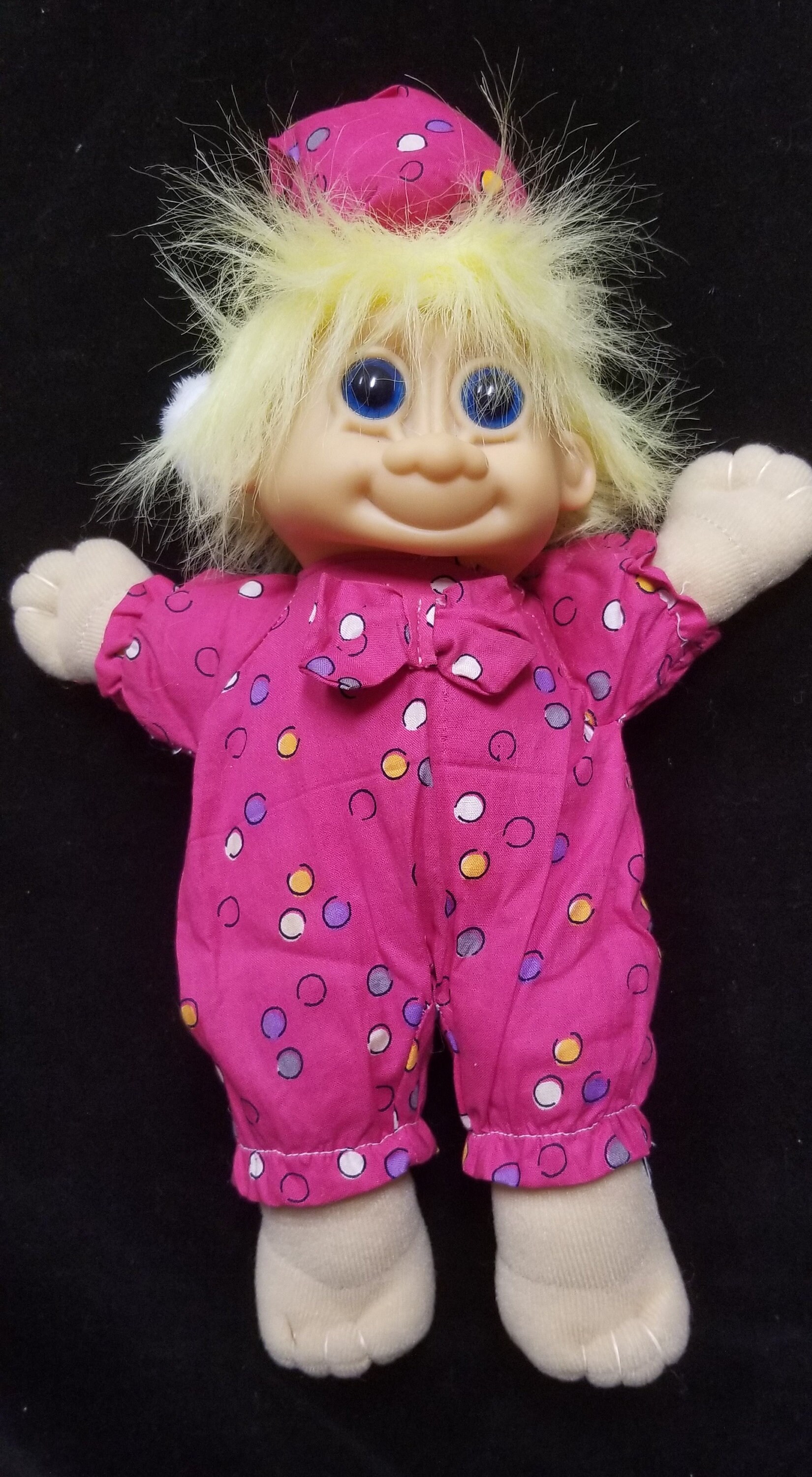 Vintage Russ Troll Doll Soft Plush Rubber Face Troll in Pink Pajamas ...
