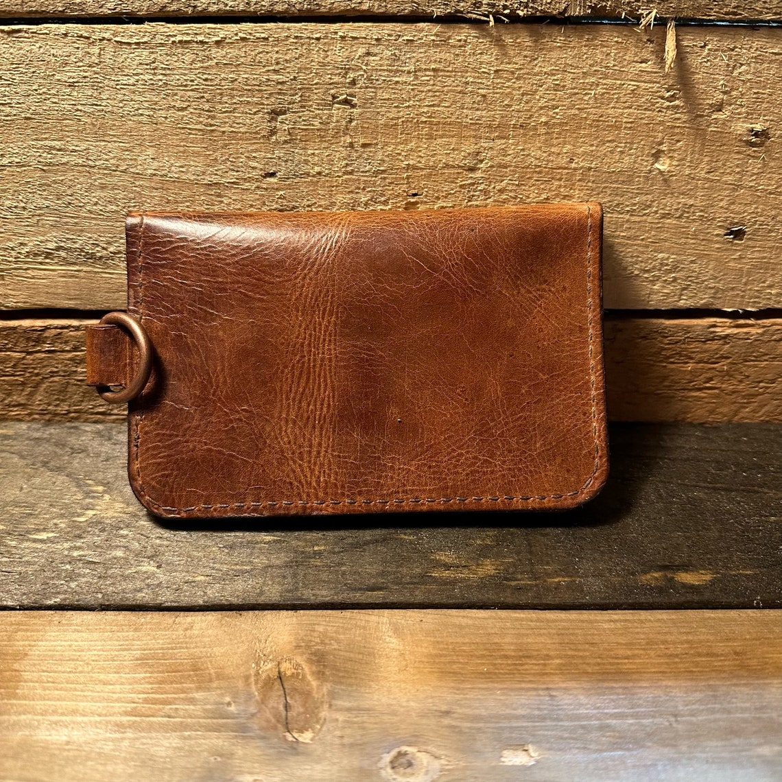 Handmade Leather Wallet - Large With Snaps and Chain Ring - Etsy