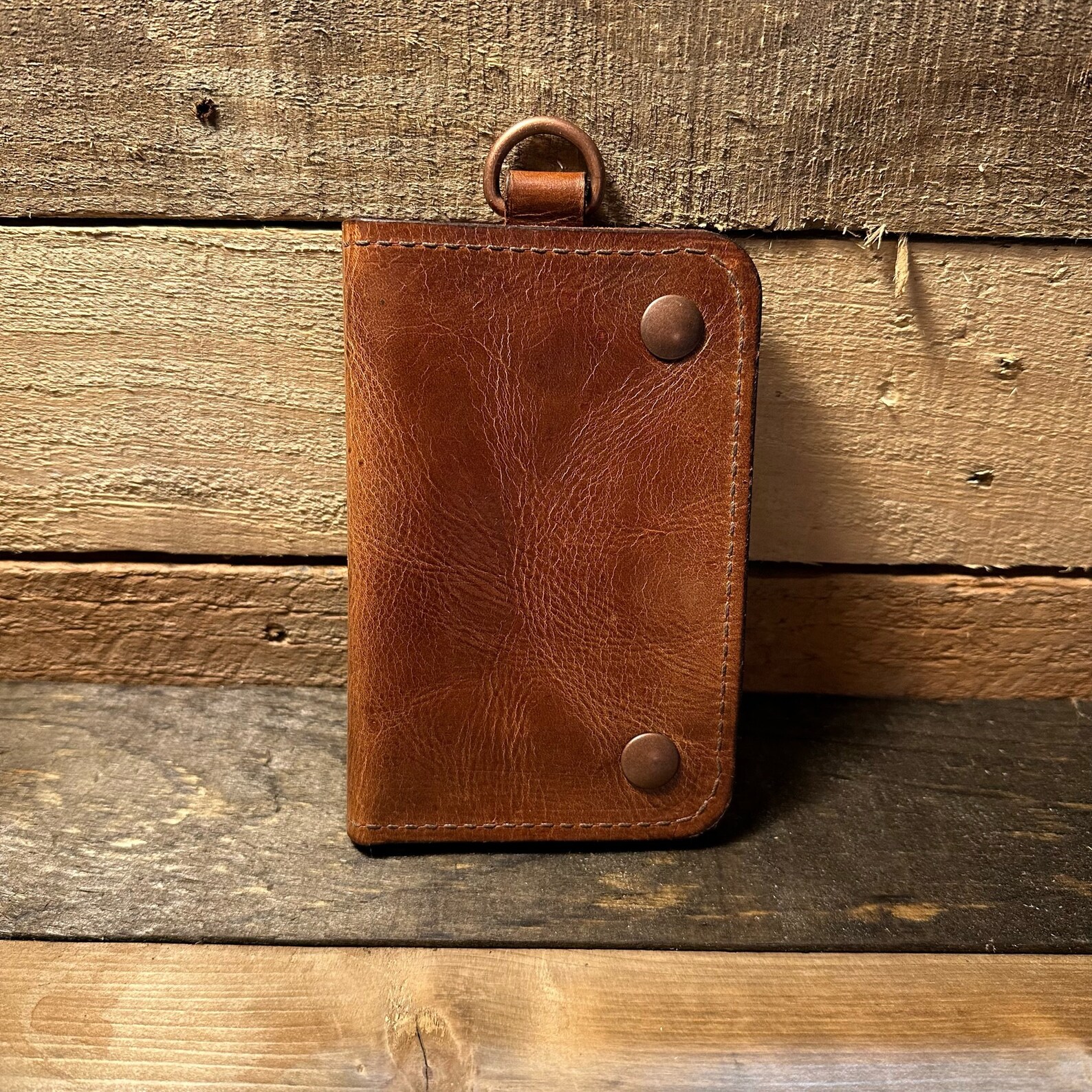 Handmade Leather Wallet - Large With Snaps and Chain Ring - Etsy