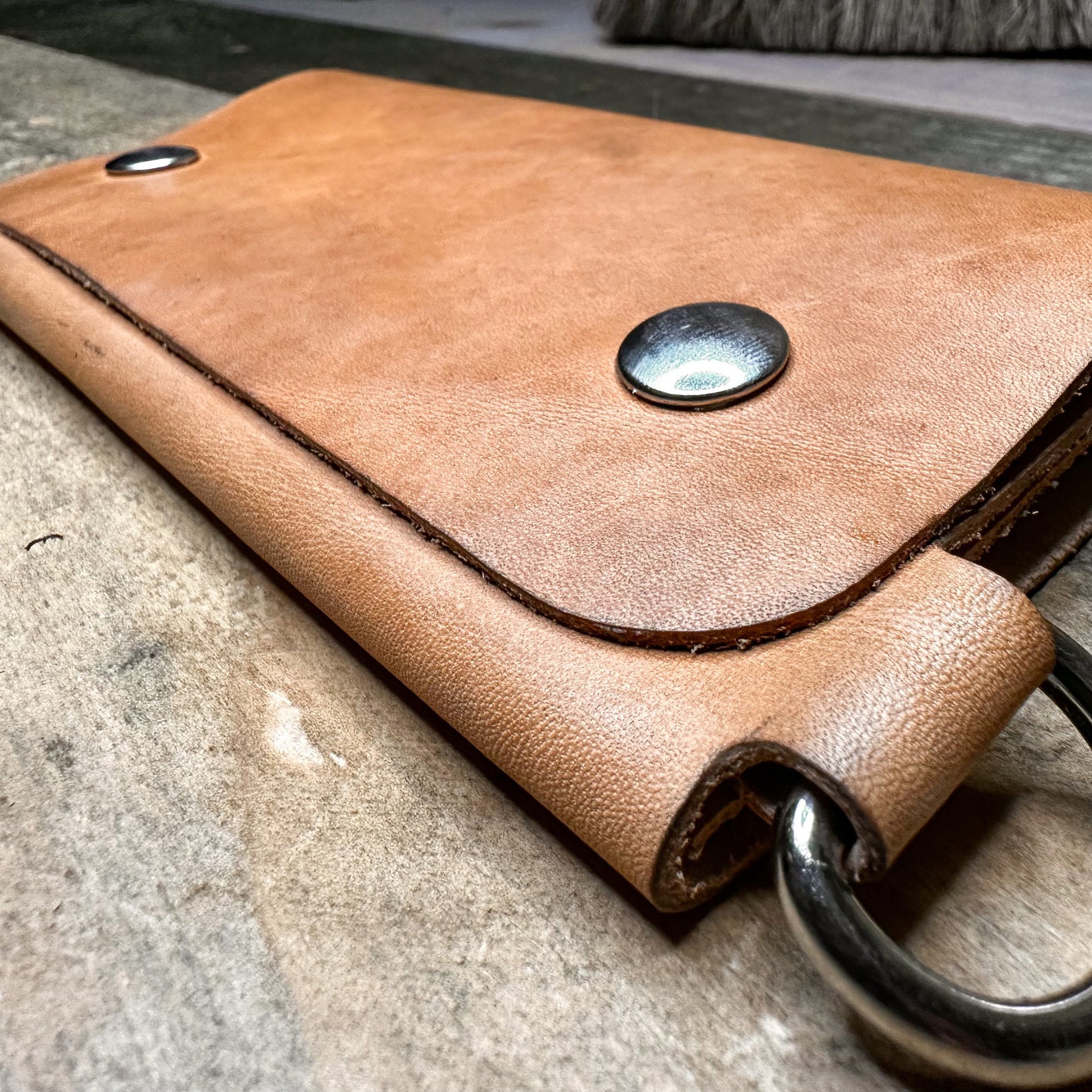 Handmade Leather Long Wallet - Large With Snaps and Chain Ring - Etsy
