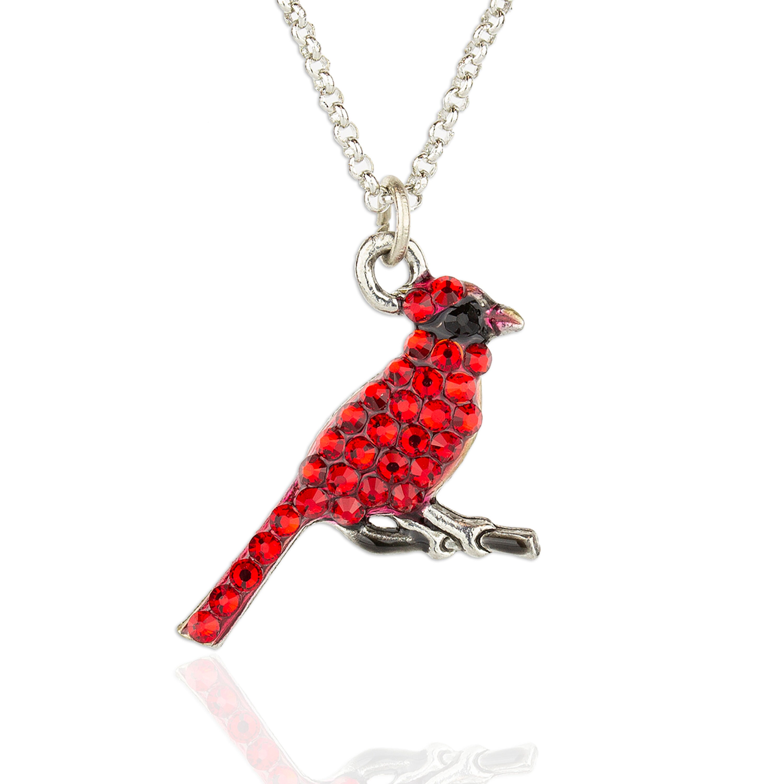 Elegant Red Pave Silver Cardinal Necklace - Symbolic Bird Pendant for ...