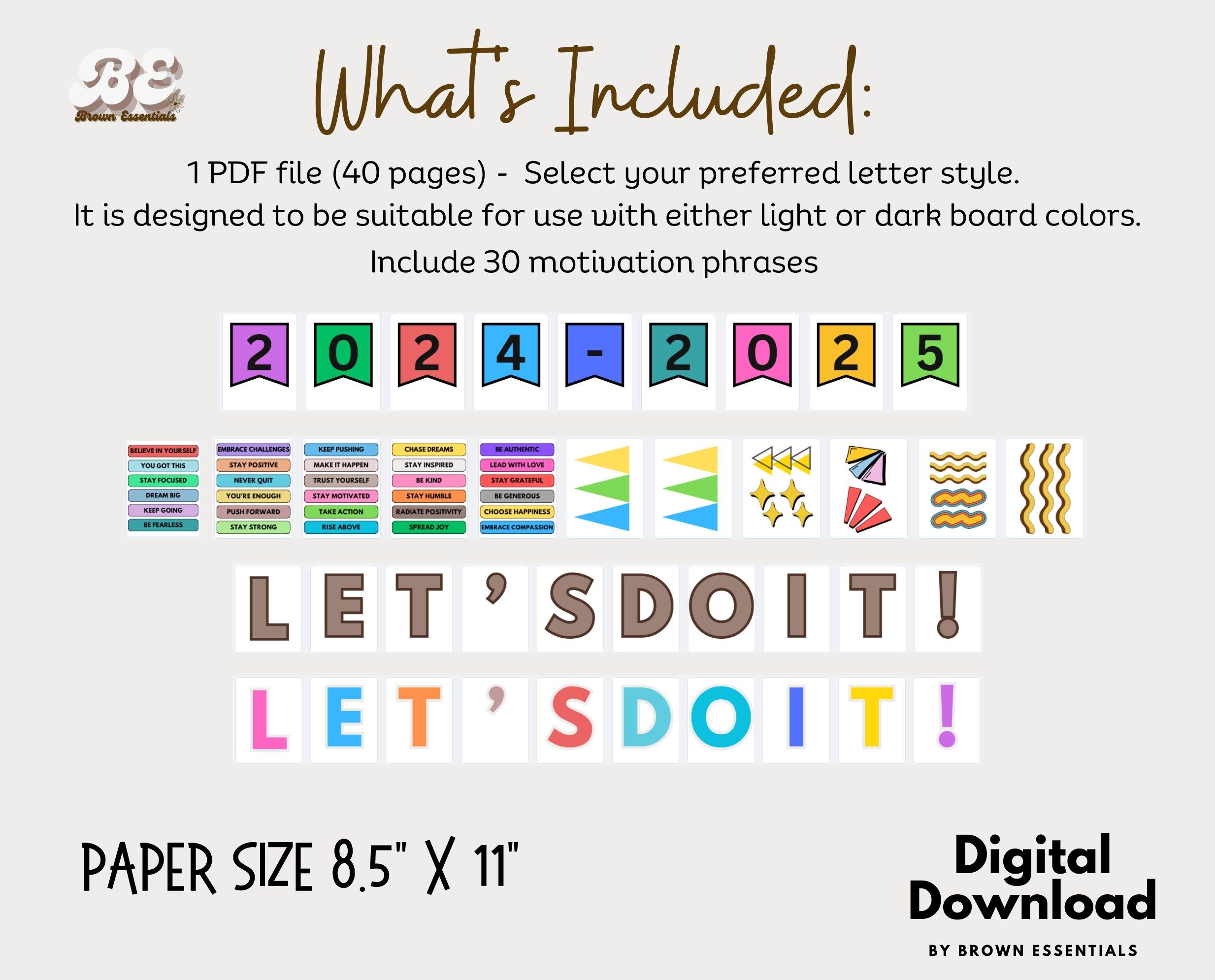 Back to School Motivational Bulletin Board Kit | 2024-2025, Printable ...